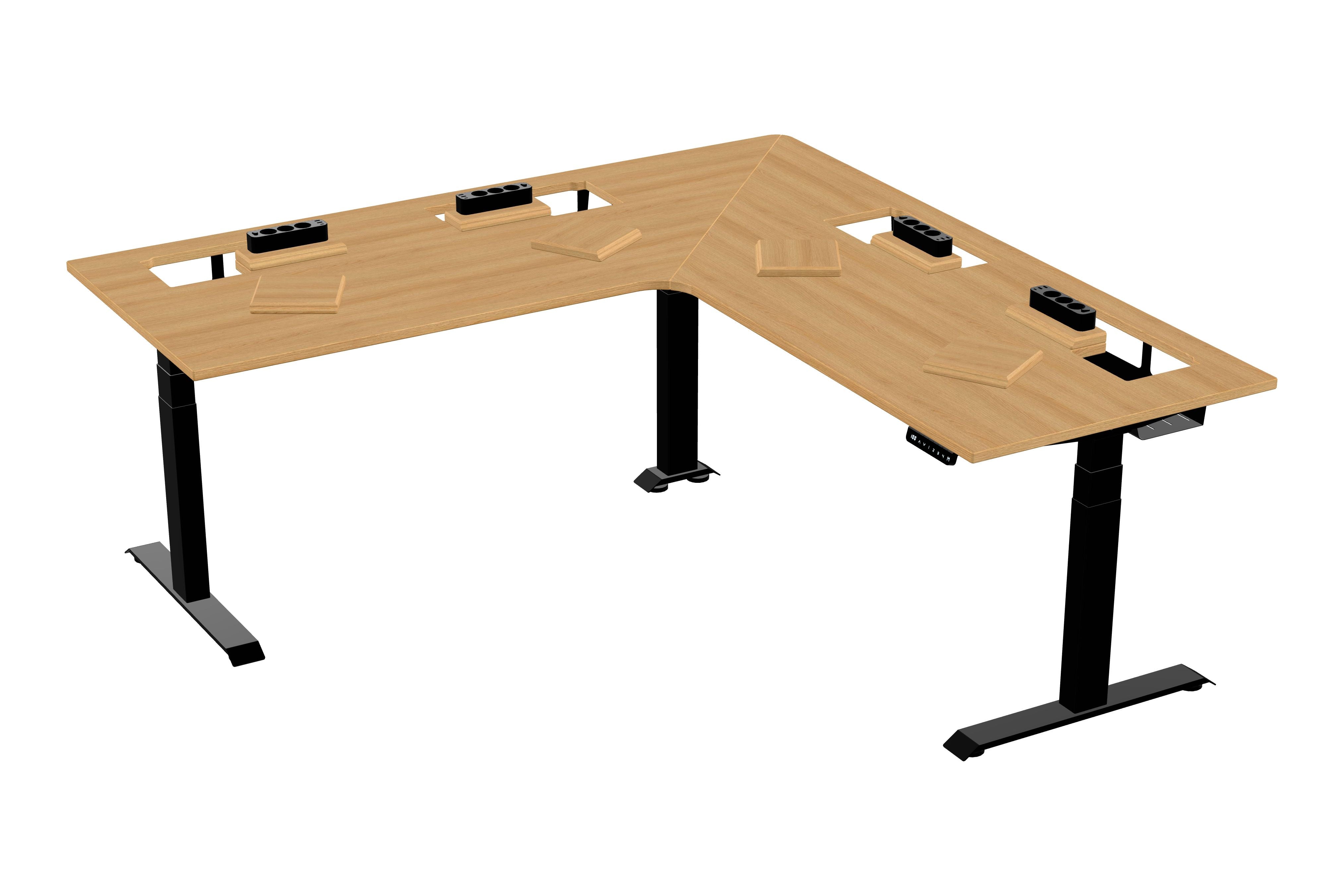 L shaped corner sit-stand desk with extended cable management – ErgoHide