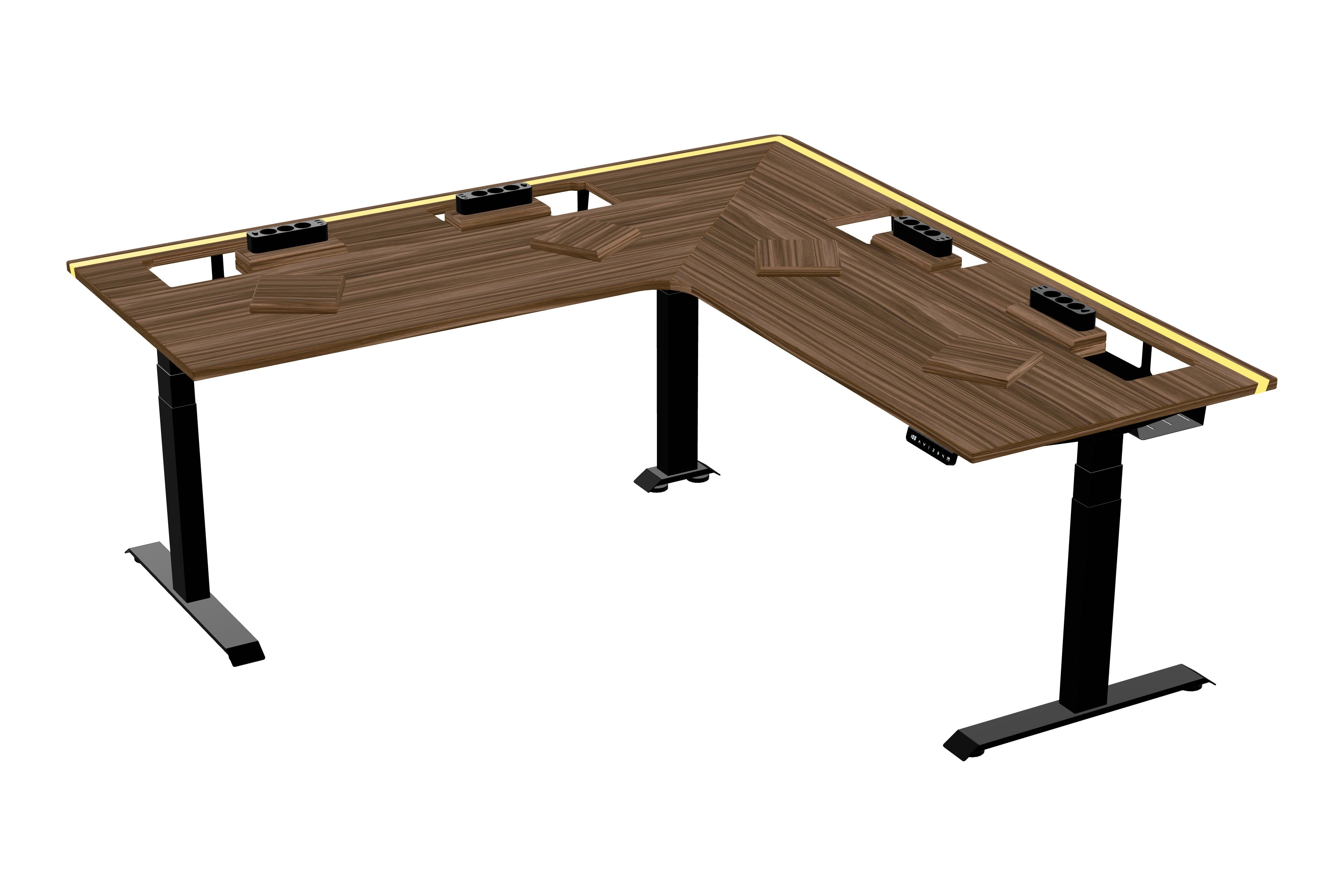 Podesivi kutni radni stol s LED epoksi svjetlom i proširenim prostorom ...